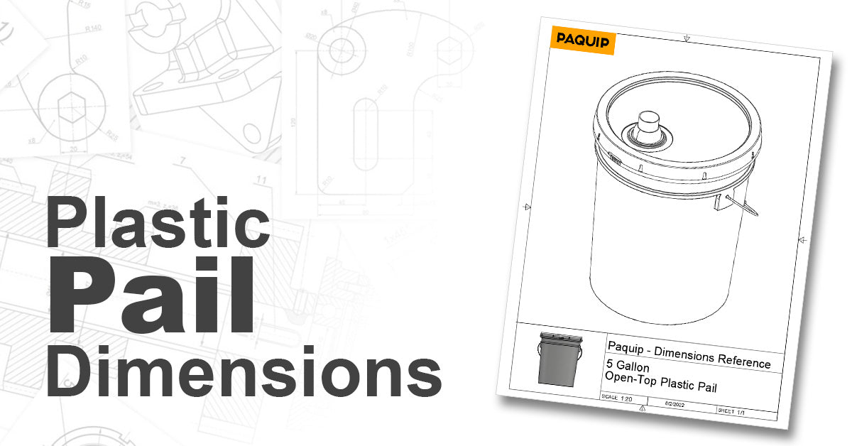Pail & Bucket Measurements - Drawings with Dimensions – Paquip